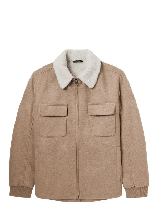 Loro Piana Suede-trimmed Shearling-lined Cashmere-blend Shirt Jacket - Neutrals