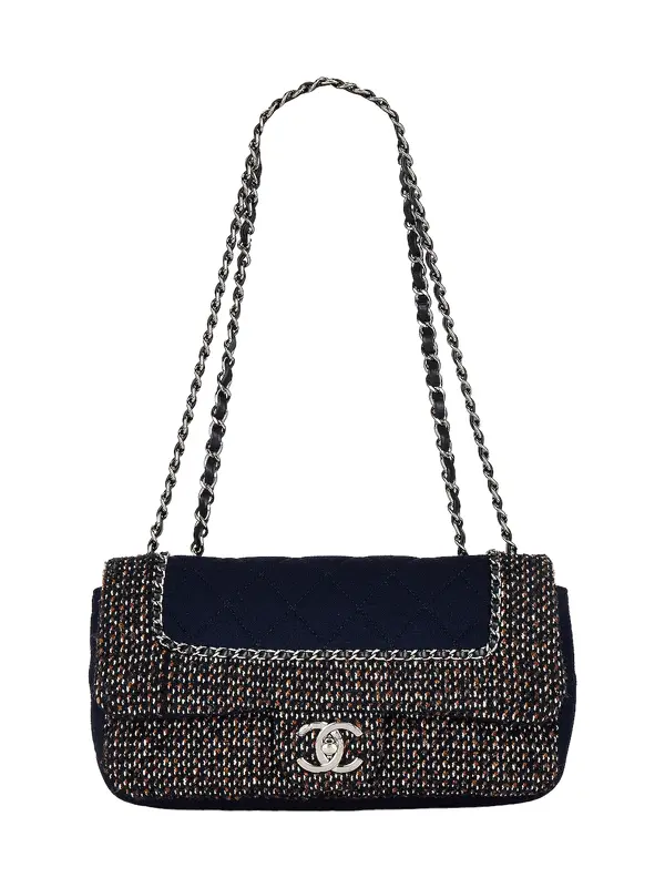 Chanel Tweed Flap Bag - Navy
