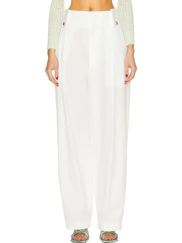 Bottega Veneta Pleated Wide Leg Trouser - Chalk