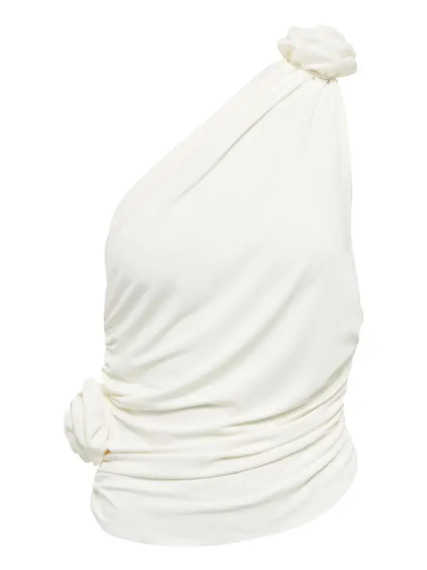 Magda Butrym Floral Appliquéd One-shoulder Top - White