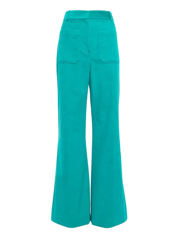 Victoria Beckham Alina Wide-leg Corduroy Pants - Turquoise