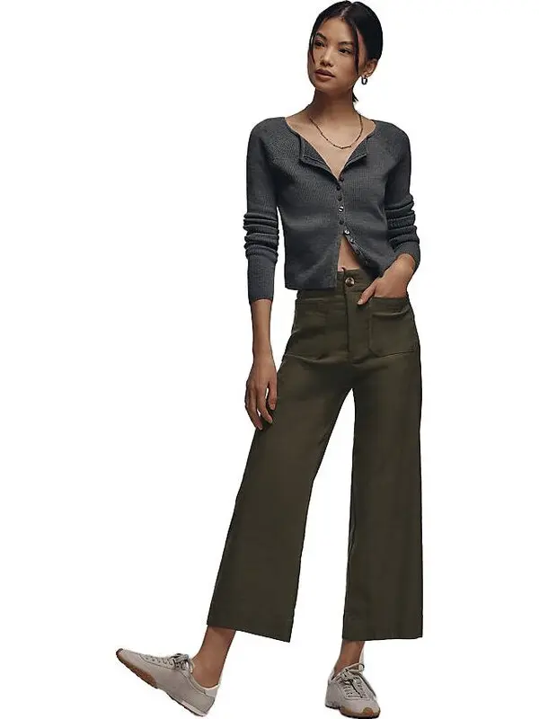 Maeve Colette Crop Wide-leg Pants - Dried Fern