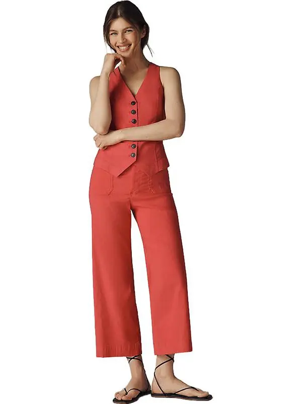 Maeve Colette Magic Fabric Crop Wide-leg Pants - Geranium