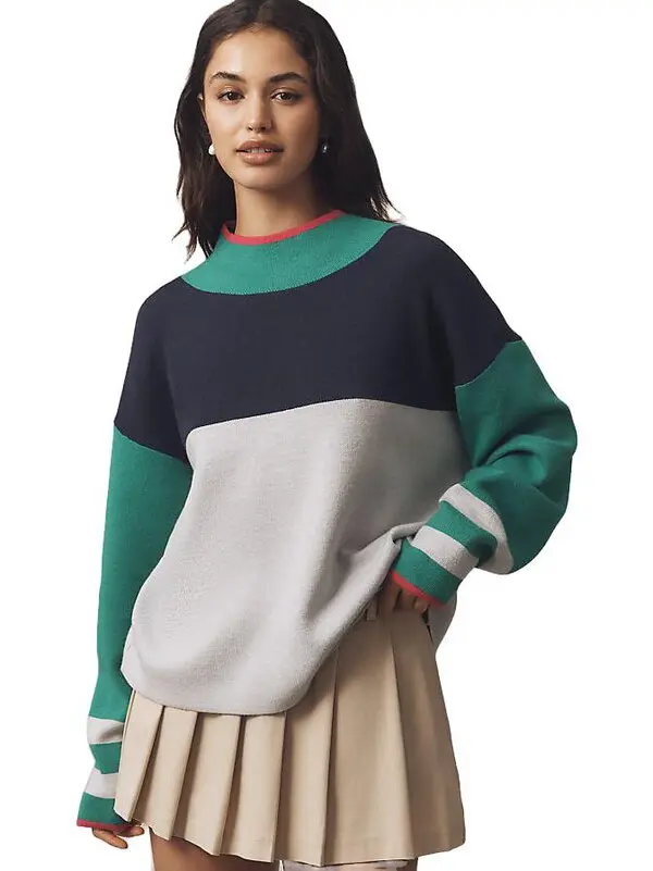 Maeve Carys Mock-neck Sweater - Colorblock