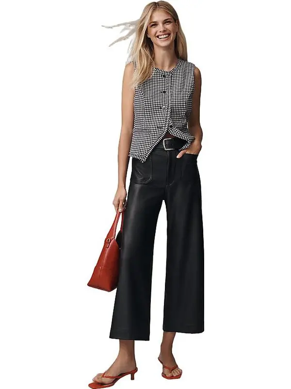 Maeve Colette Faux Leather Crop Wide-leg Pants - Black