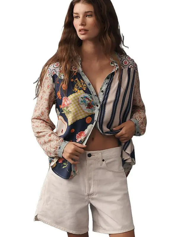 Maeve The Paz Buttondown Shirt - Ivory Pattern