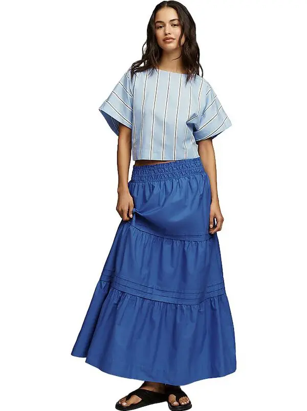 THE SOMERSET COLLECTION BY ANTHROPOLOGIE The Somerset Maxi Skirt - Blue Mountain