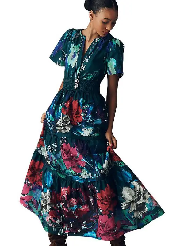 THE SOMERSET COLLECTION BY ANTHROPOLOGIE The Somerset Collection Maxi Dress - Blue Floral