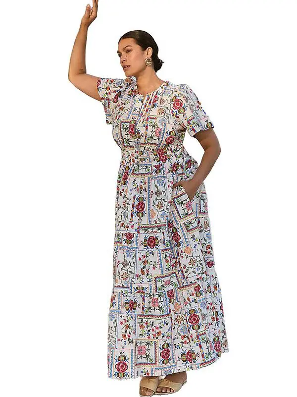 THE SOMERSET COLLECTION BY ANTHROPOLOGIE The Somerset Collection Maxi Dress - Ivory Tile Print