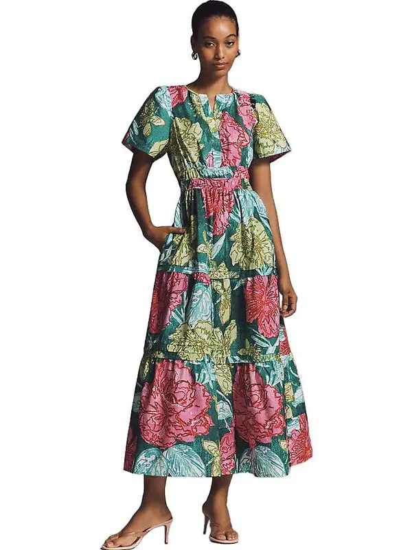 THE SOMERSET COLLECTION BY ANTHROPOLOGIE The Somerset Collection Maxi Dress - Teal Pink Floral