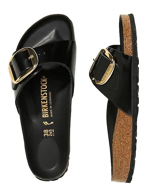 BIRKENSTOCK Madrid Big Buckle High Shine Sandals - Black High Shine