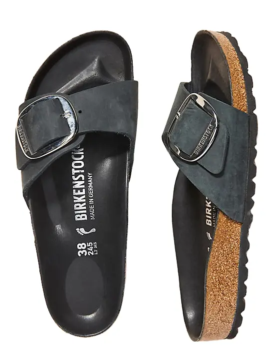 BIRKENSTOCK Madrid Big Buckle Nubuck Sandals - Black