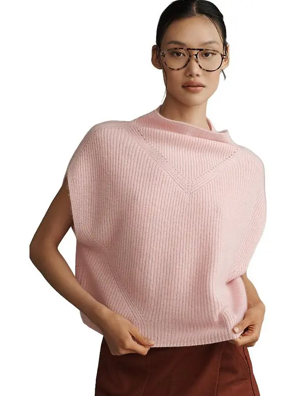 Anthropologie Enza Cashmere Poncho Sweater Vest - Blossom