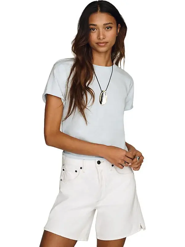 Maeve Embroidered Seahorse Cotton Boxy Tee - Ice Melt