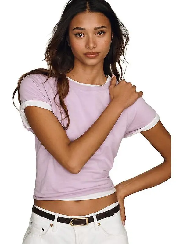 Maeve Embroidered Seahorse Cotton Boxy Tee - Violet