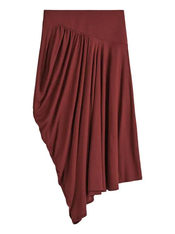 Cos Asymmetric Draped Midi Skirt - Red
