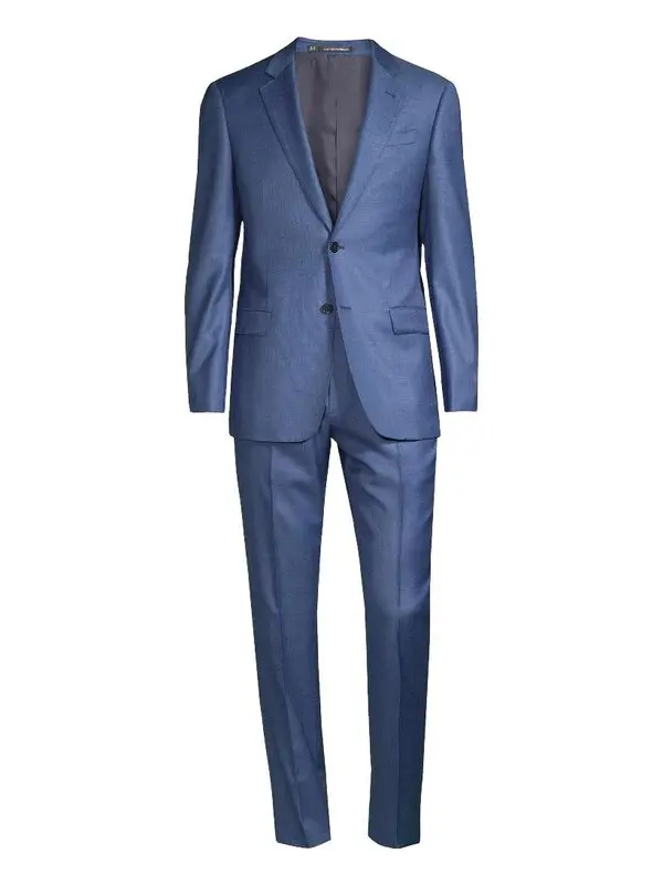 Emporio Armani Solid Virgin Wool Suit - Blue