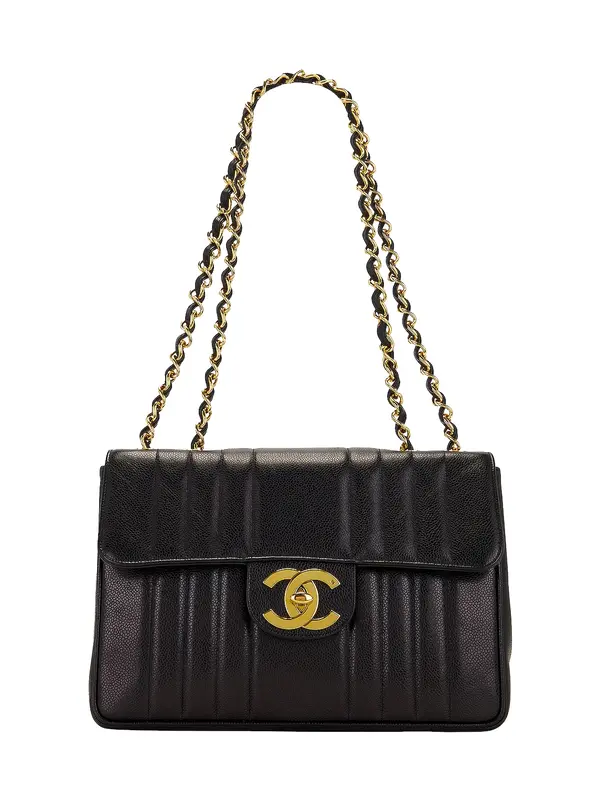 Chanel Caviar Jumbo Mademoiselle Flap Bag - Black