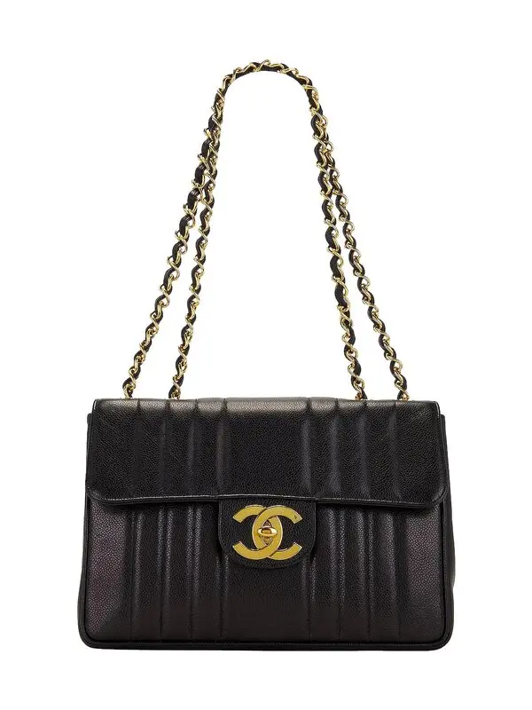 Chanel Caviar Jumbo Mademoiselle Flap Bag - Black