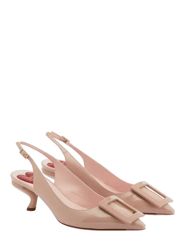ROGER VIVIER Virgule Leather Slingback Pumps - Beige