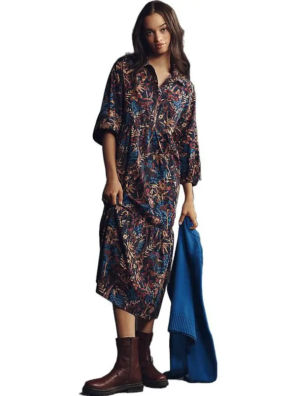 Maeve Tiered Shirt Dress - Dark Navy