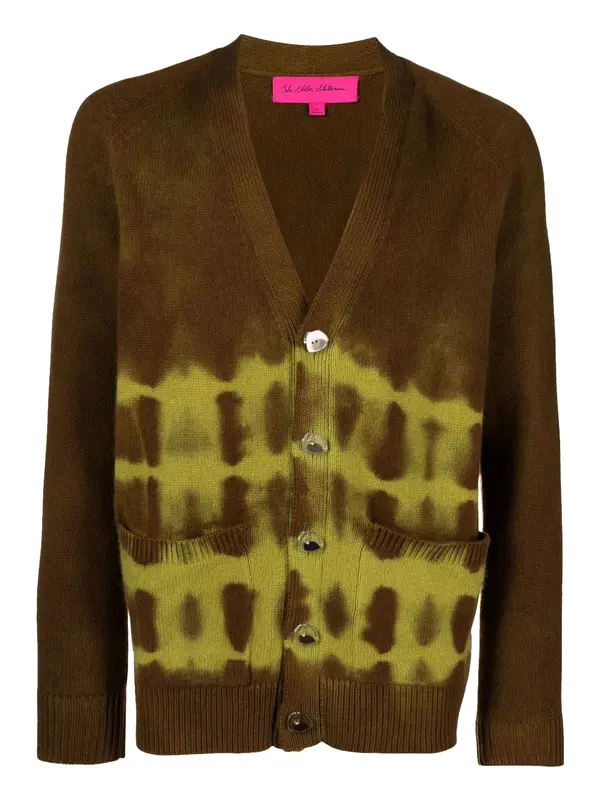 THE ELDER STATESMAN Tie-dye Print Cashmere Cardigan - Brown
