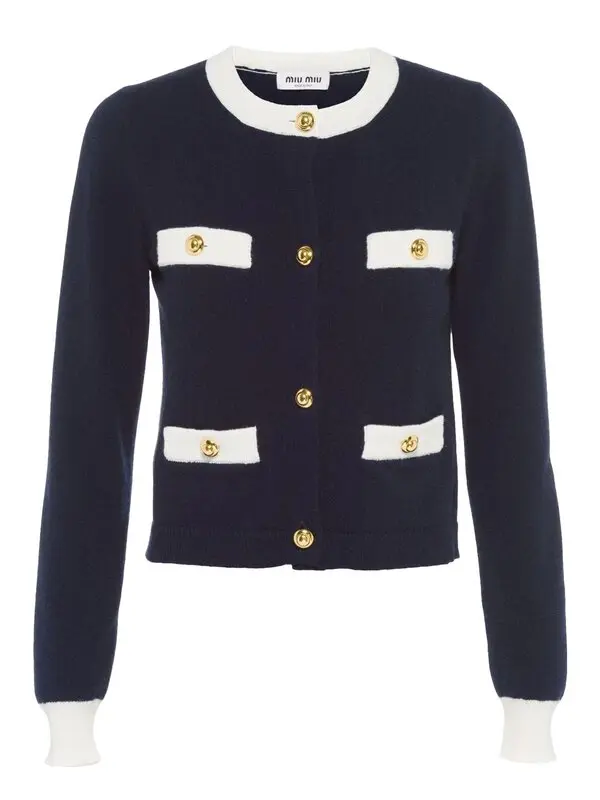 Miu Miu Cashmere Two-tone Cardigan - Blue