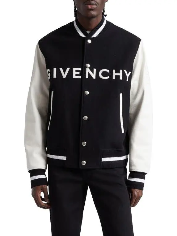 Givenchy Embroidered Logo Varsity Jacket - Black/white