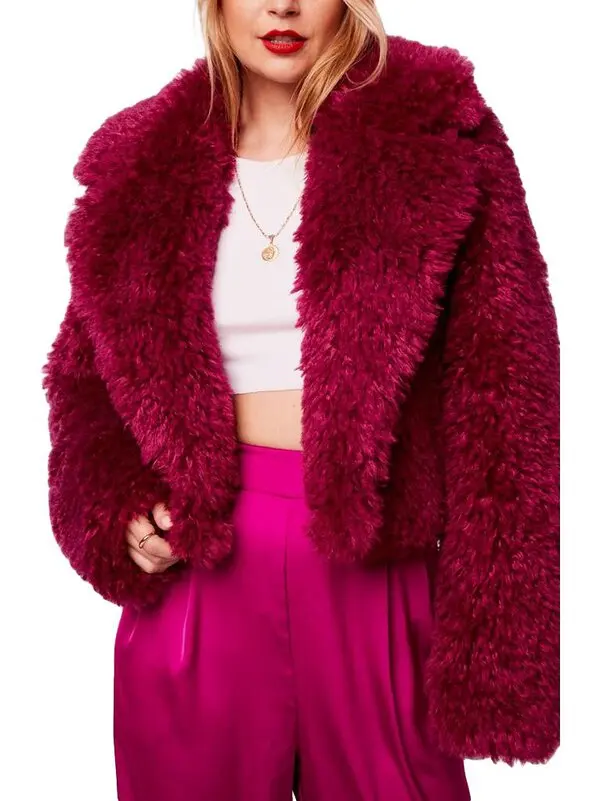 BAND OF THE FREE Andra Faux Fur Jacket - Deep Fuchsia