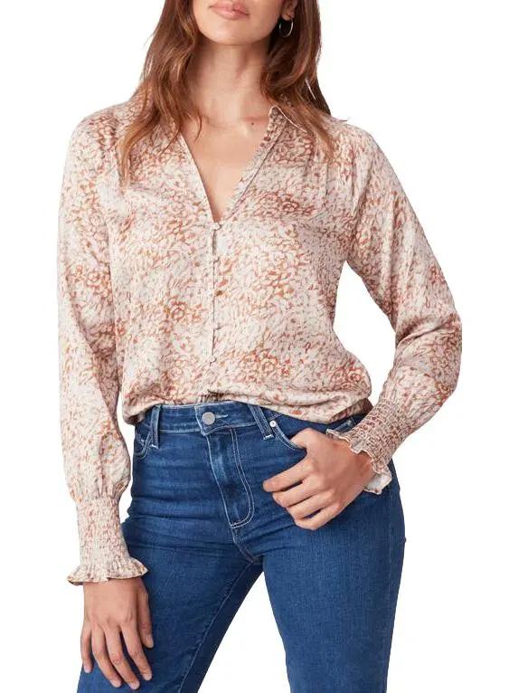 Paige Sayven Abstract Floral Blouse - Ecru/melon