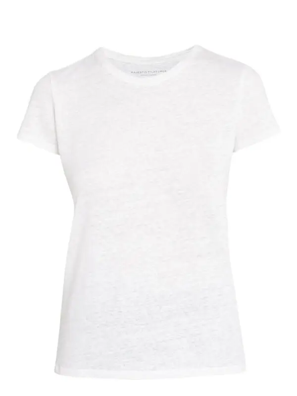 Majestic Filatures Stretch Linen Crewneck T-shirt - Blanc