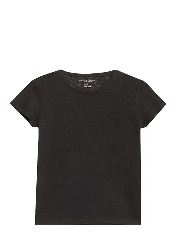 Majestic Filatures Stretch Linen Crewneck T-shirt - Noir