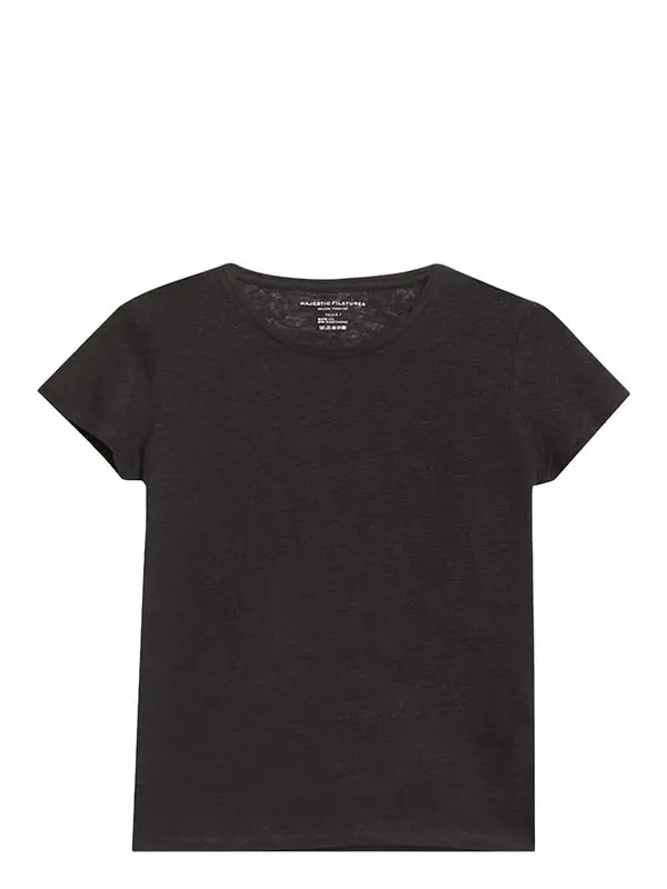 Majestic Filatures Stretch Linen Crewneck T-shirt - Noir