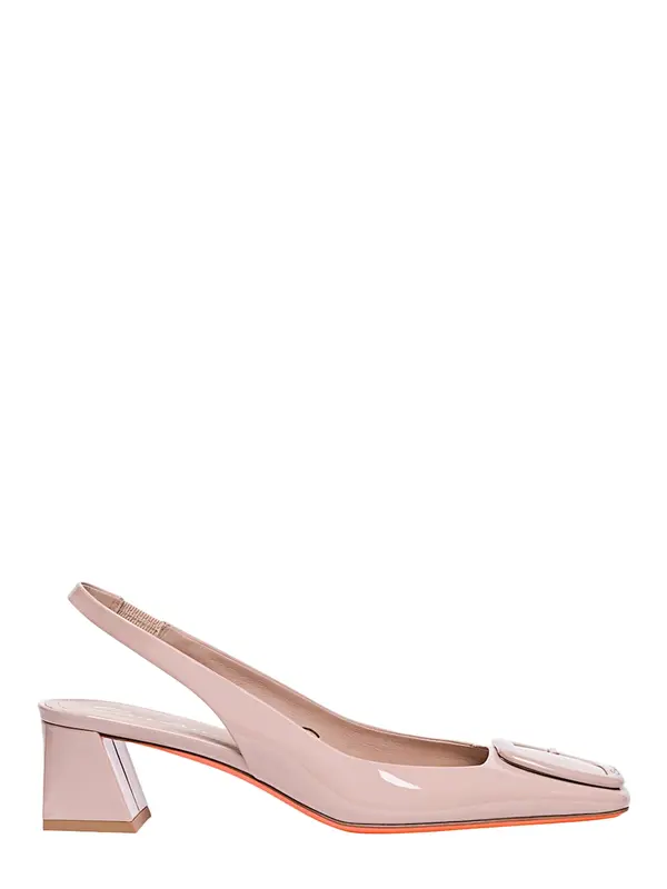 Santoni Patent Leather Slingback Pumps - Light Pink
