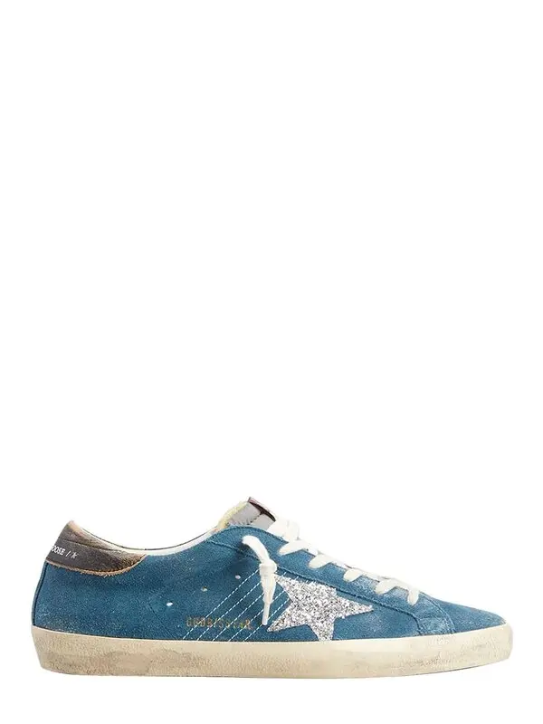 Golden Goose Super-star Suede Glitter Low-top Sneakers - Blue/grey/silver/black