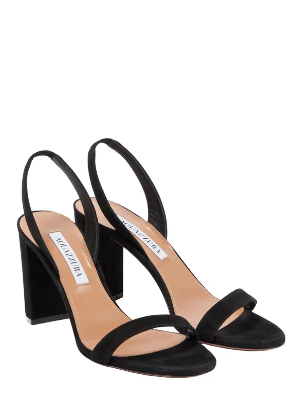 AQUAZZURA Nude Suede Sandals - Black