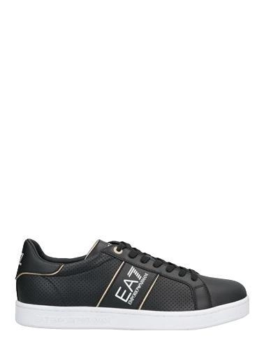 EA7 Soft Leather Sneakers With Logo Detailing - Black