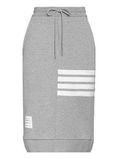Thom Browne Cotton Midi Skirt With Signature Stripes - Grey