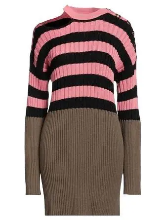 Balmain Knitted Striped Mini Dress - Pink