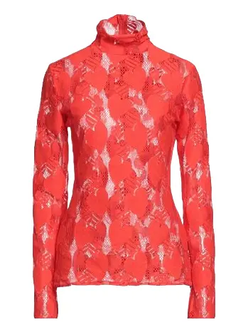 MSGM Lace Turtleneck Top - Red