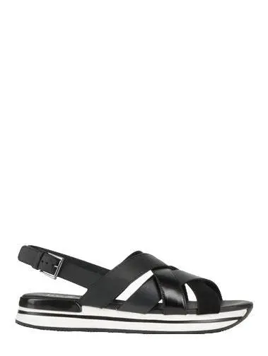 Hogan Soft Leather Sandals - Black