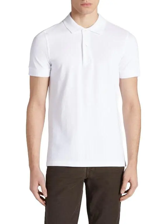 TOM FORD Short Sleeve Cotton Piqué Polo - Aw002 White