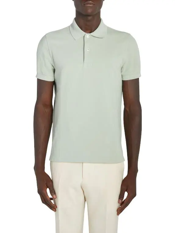 TOM FORD Short Sleeve Cotton Piqué Polo - Mint
