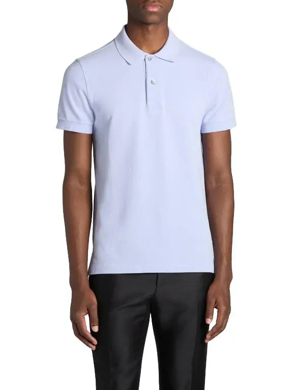 TOM FORD Short Sleeve Cotton Piqué Polo - Periwinkle