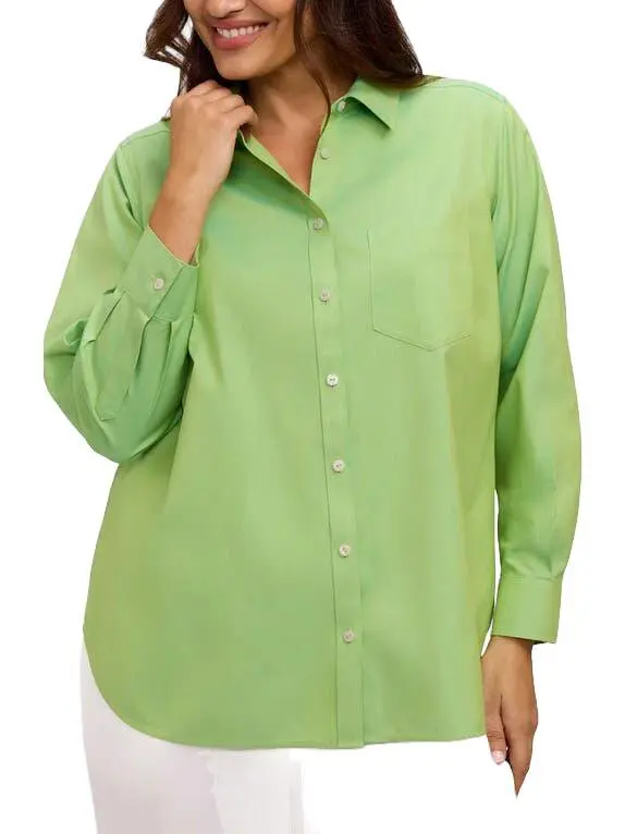 Foxcroft Boyfriend Non-iron Cotton Blouse - Mojito