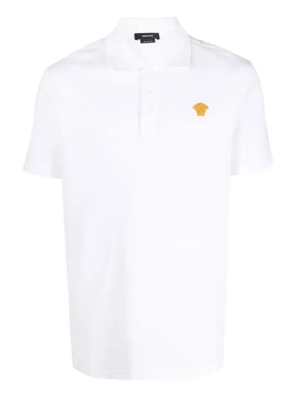 Versace Medusa Embroidered Polo Shirt - White