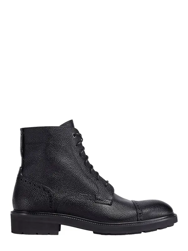 Zegna Arezzo Leather Ankle Boots - Black