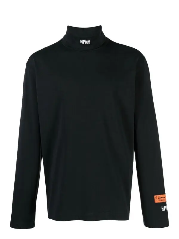 Heron Preston Hpny Embroidered-logo Roll-neck Top - Black