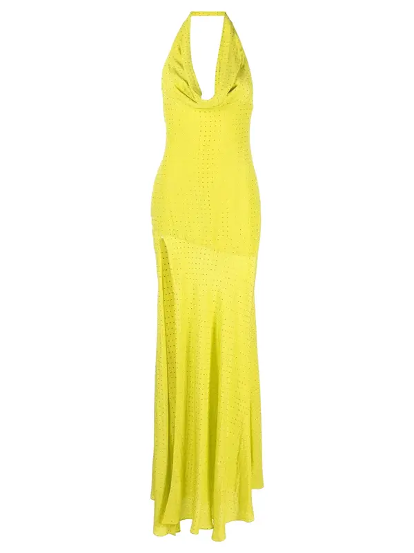 DE LA VALI Halter-neck Gown - Green