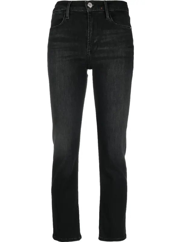 FRAME Cropped Straight-leg Jeans - Black